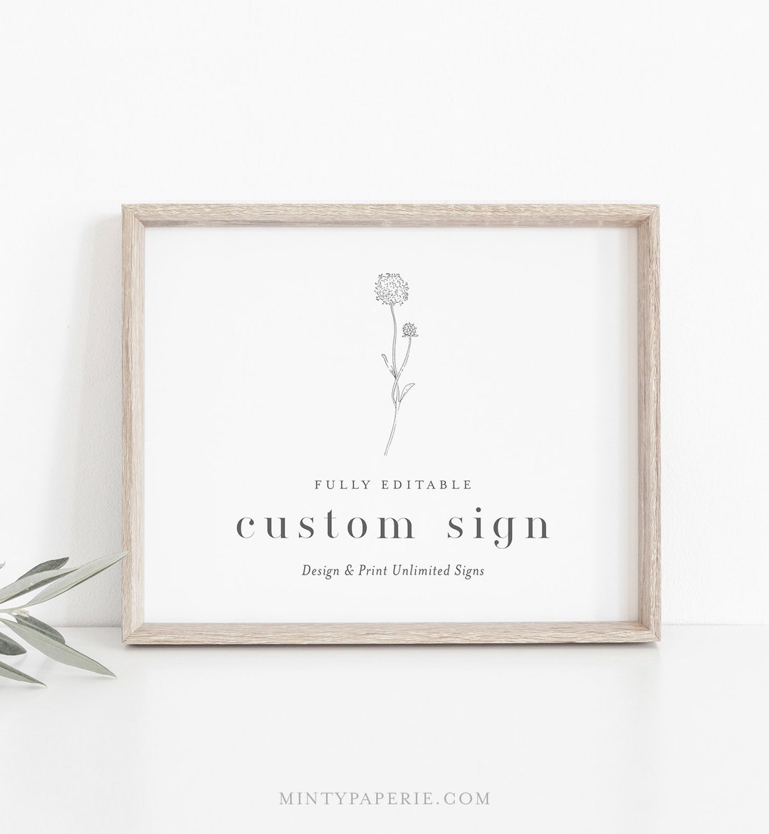 Dandelion Custom Sign Template, Minimalist Wedding or Bridal Shower ...