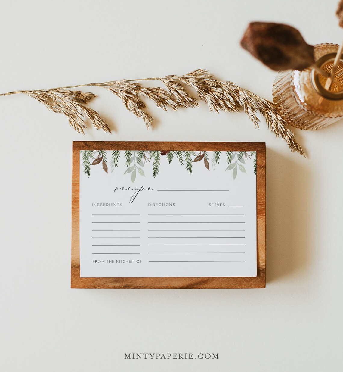 Winter Recipe Card Template Instant Download 100% Editable | Etsy