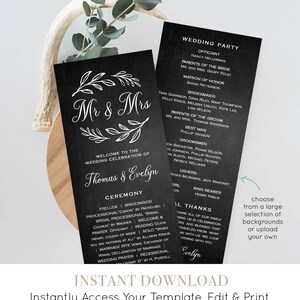 Wedding Program Template, Printable Order of Service, Ceremony Program ...