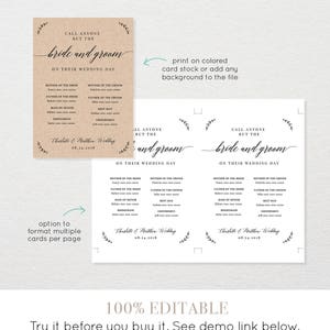 Call Anyone but the Bride Template, Wedding Contact Contact Card, Info ...