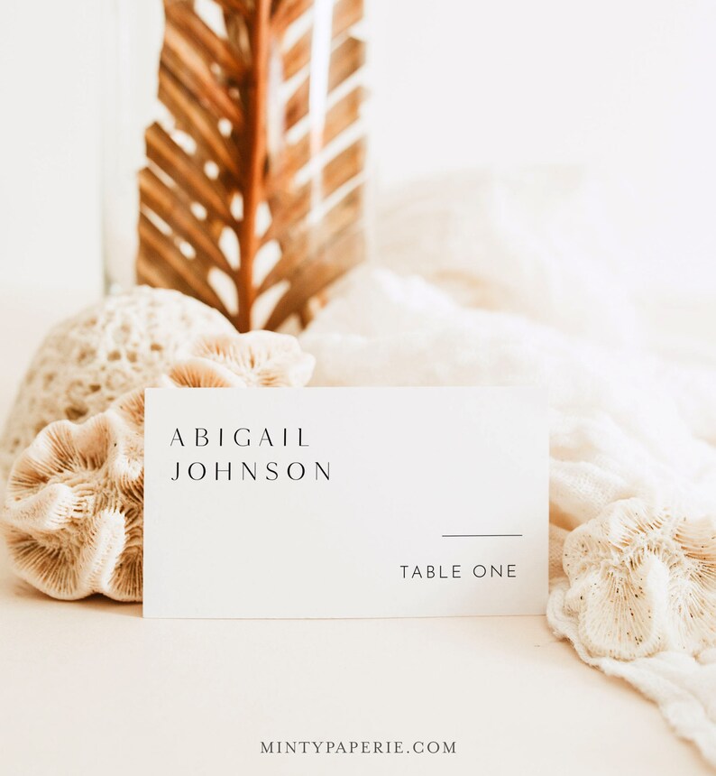 Modern Place Card Template, Printable Minimalist Simple Wedding Buffet ...