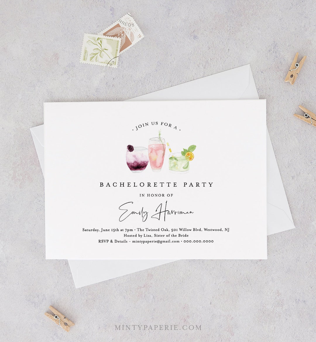 Printable Bachelorette Party Invitation Template, INSTANT DOWNLOAD, 100 ...