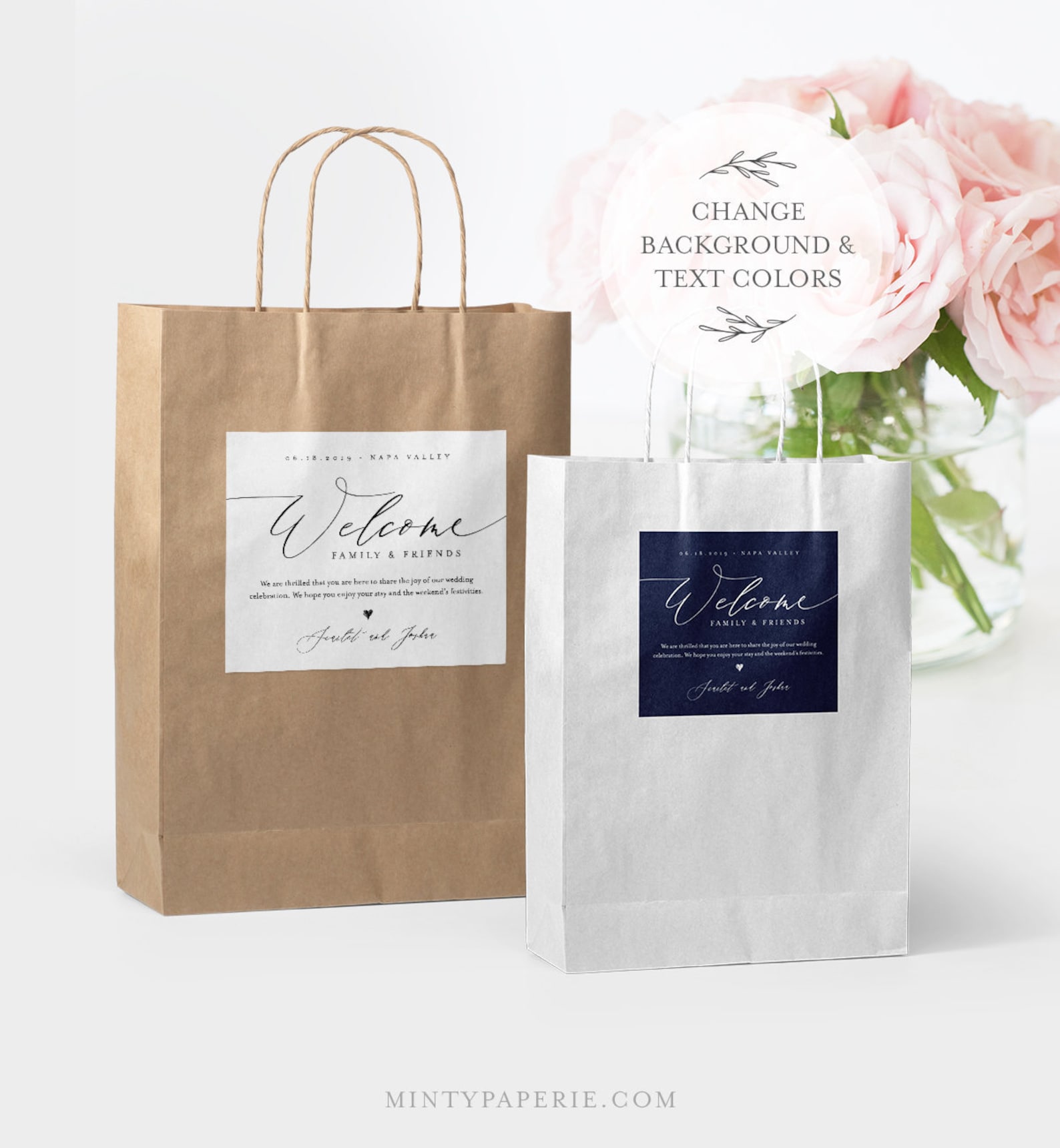 Self-editing Welcome Bag Label Template Welcome Box Sticker - Etsy