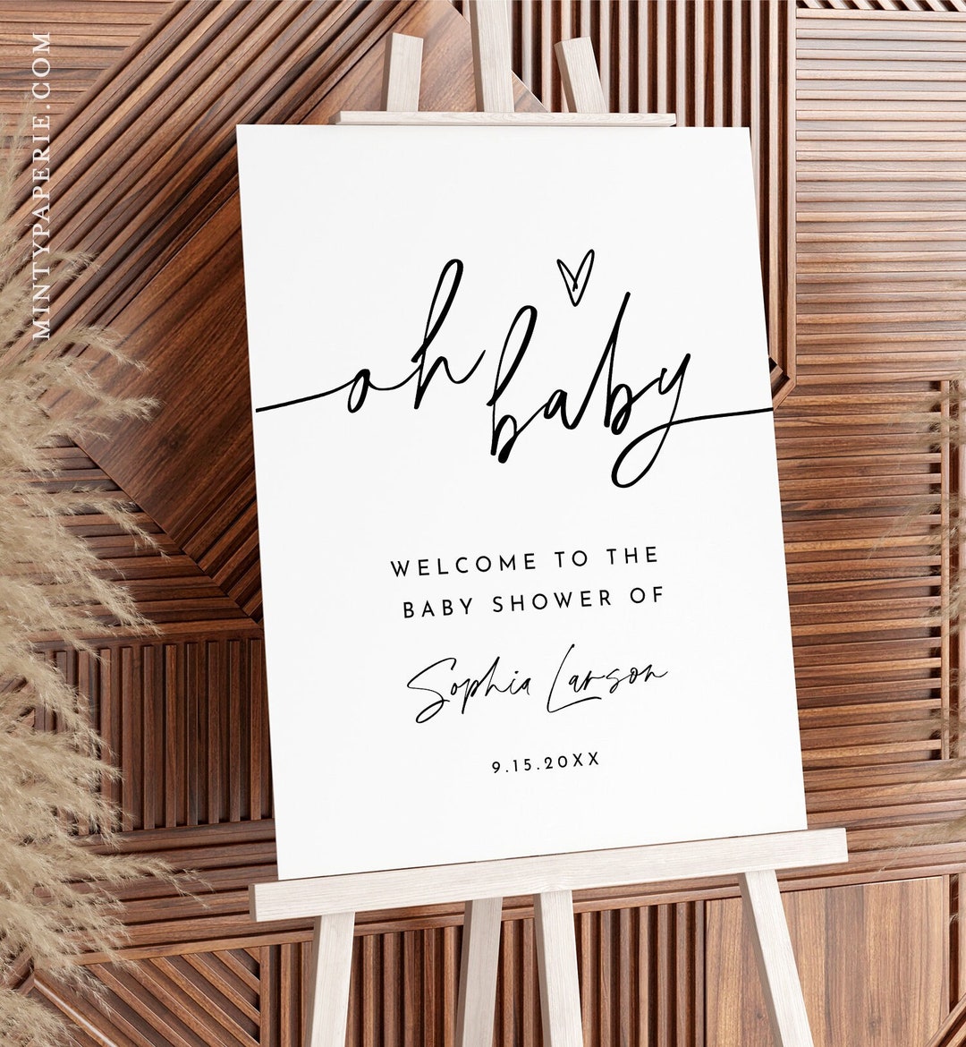 Baby Shower Welcome Sign, Minimalist Baby Poster, Oh Baby, Gender ...