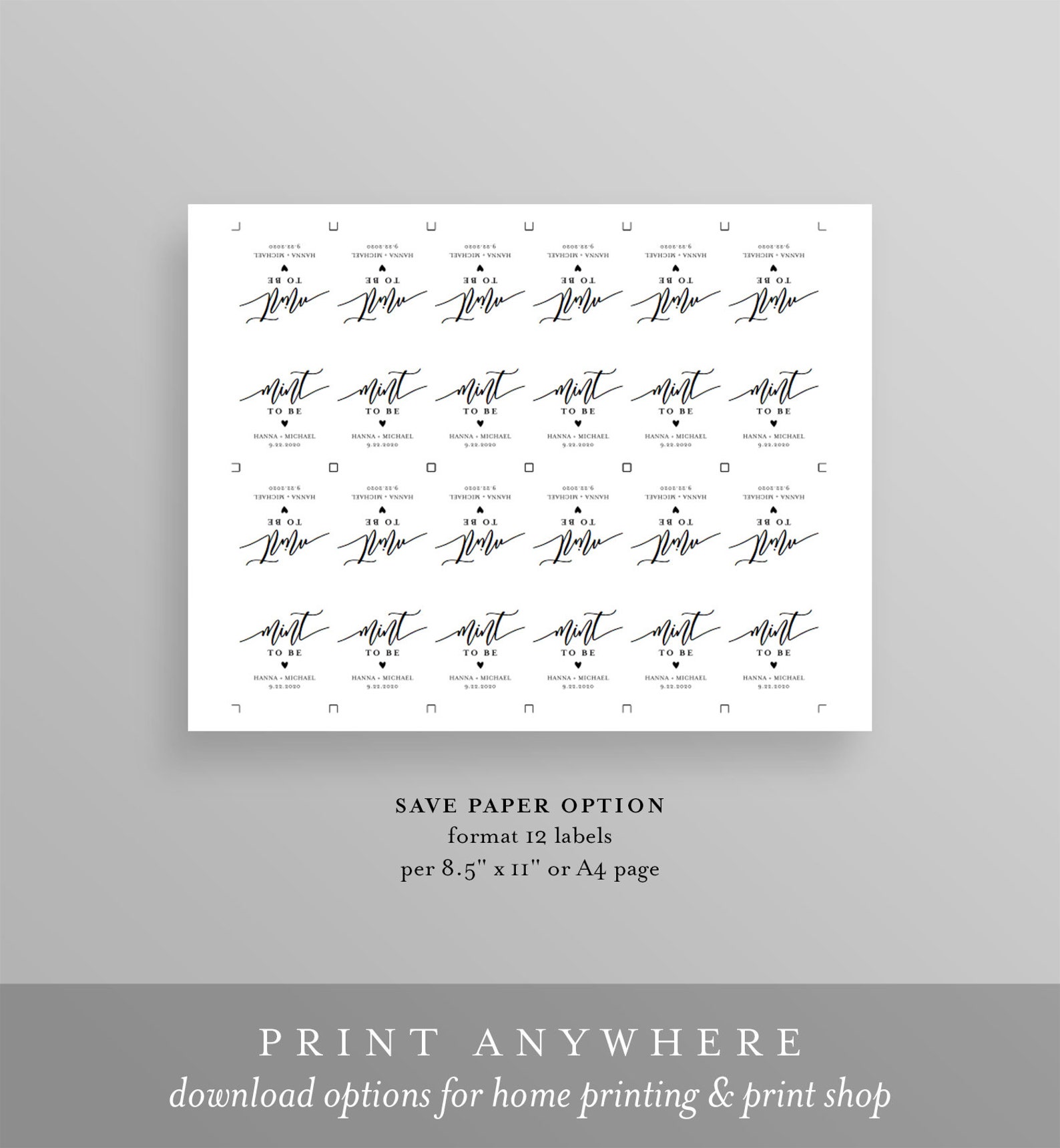 Mint to Be Label Template Tic Tac Wraparound Printable | Etsy