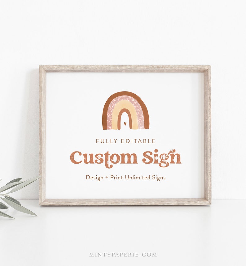 Retro Rainbow Custom Sign Template, Boho Hippie Wedding or Bridal ...