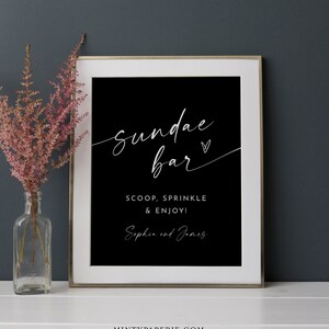 Sundae Bar, Sundae Station, Ice Cream Bar Sign, Classic Black Wedding ...