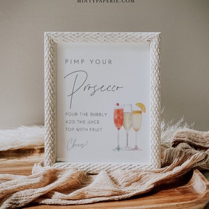 Pimp Your Prosecco Sign & Tag, Mimosa Sign, Minimalist Wedding, Bridal ...