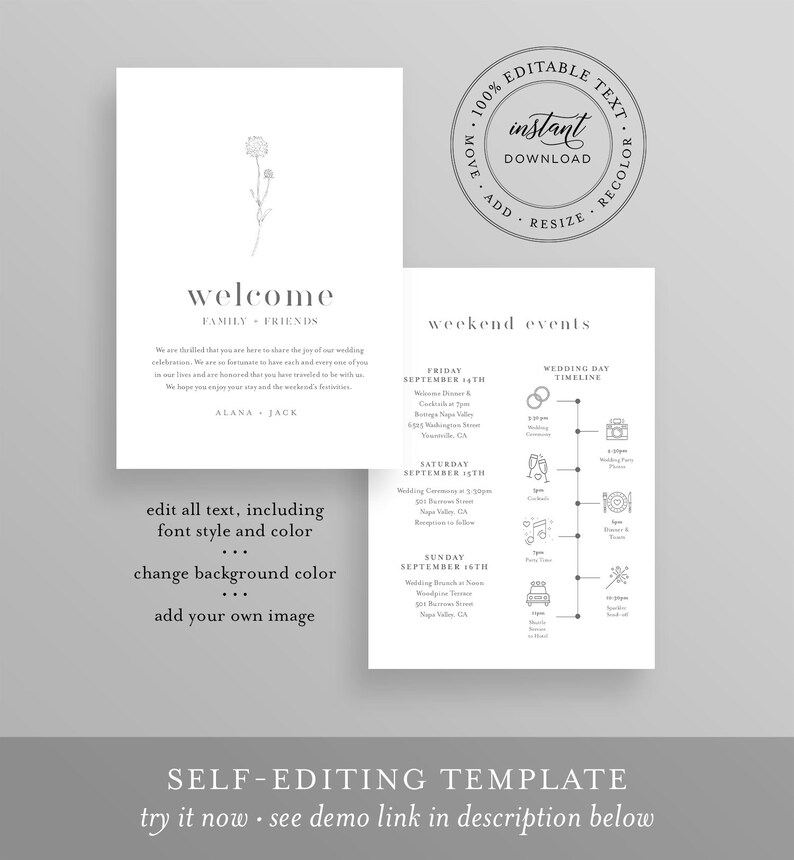 Dandelion Welcome Letter & Timeline Template Minimalist - Etsy