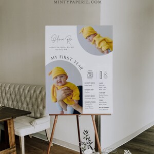 1st Year Baby Sign, Infographic, Baby Stats, 1st Birthday Party ...