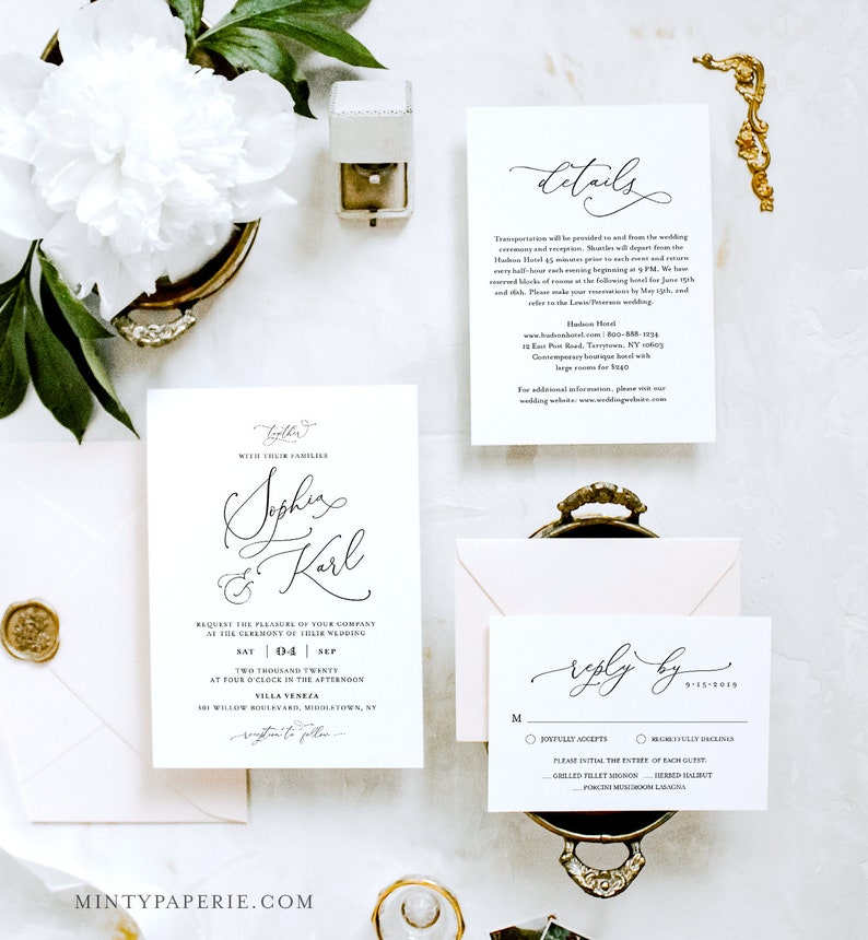 Minimalist Wedding Invitation Set Modern Classy Elegant - Etsy