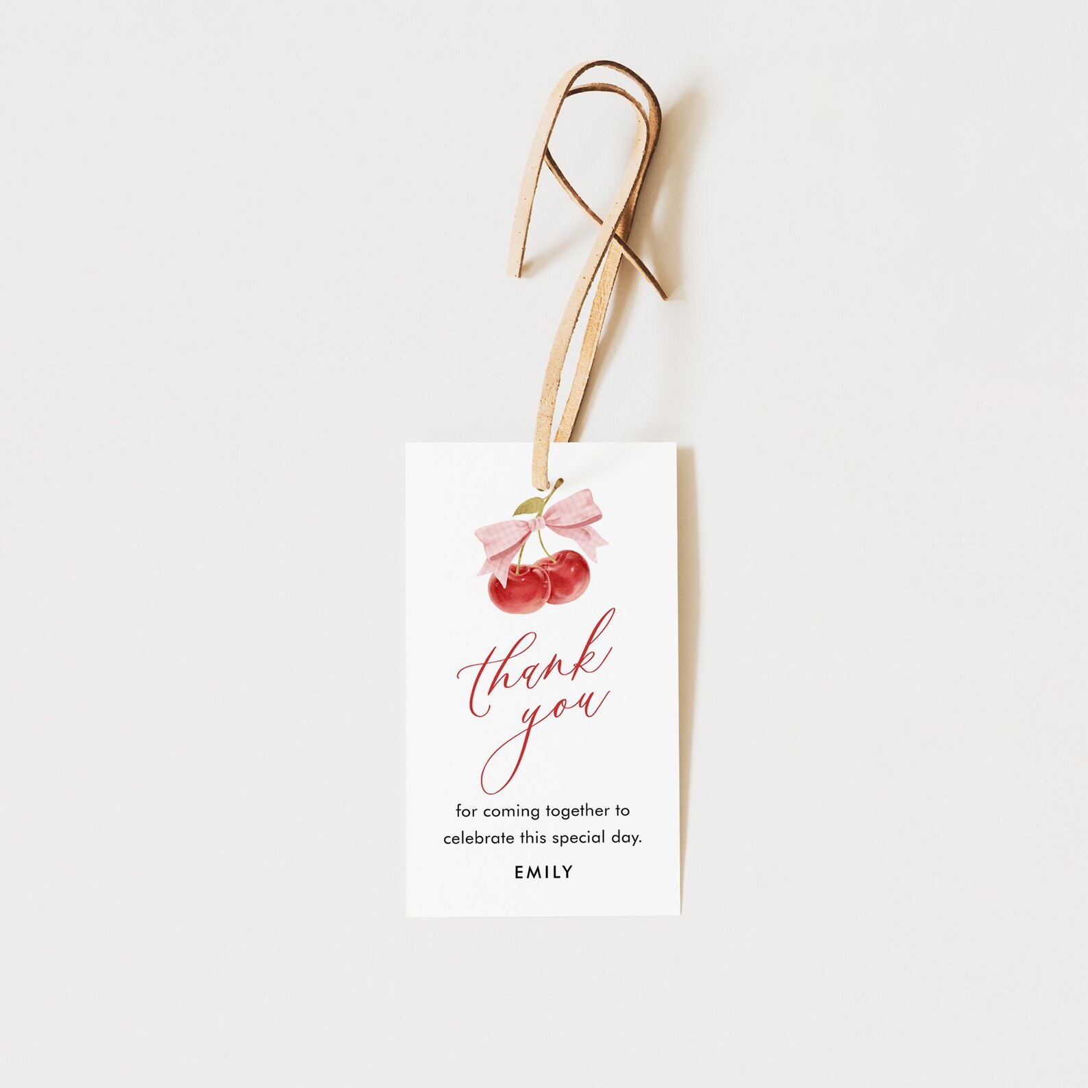 Cherry Favor Tag Template, Coquette Bow Thank You Tag, Bridal Shower ...