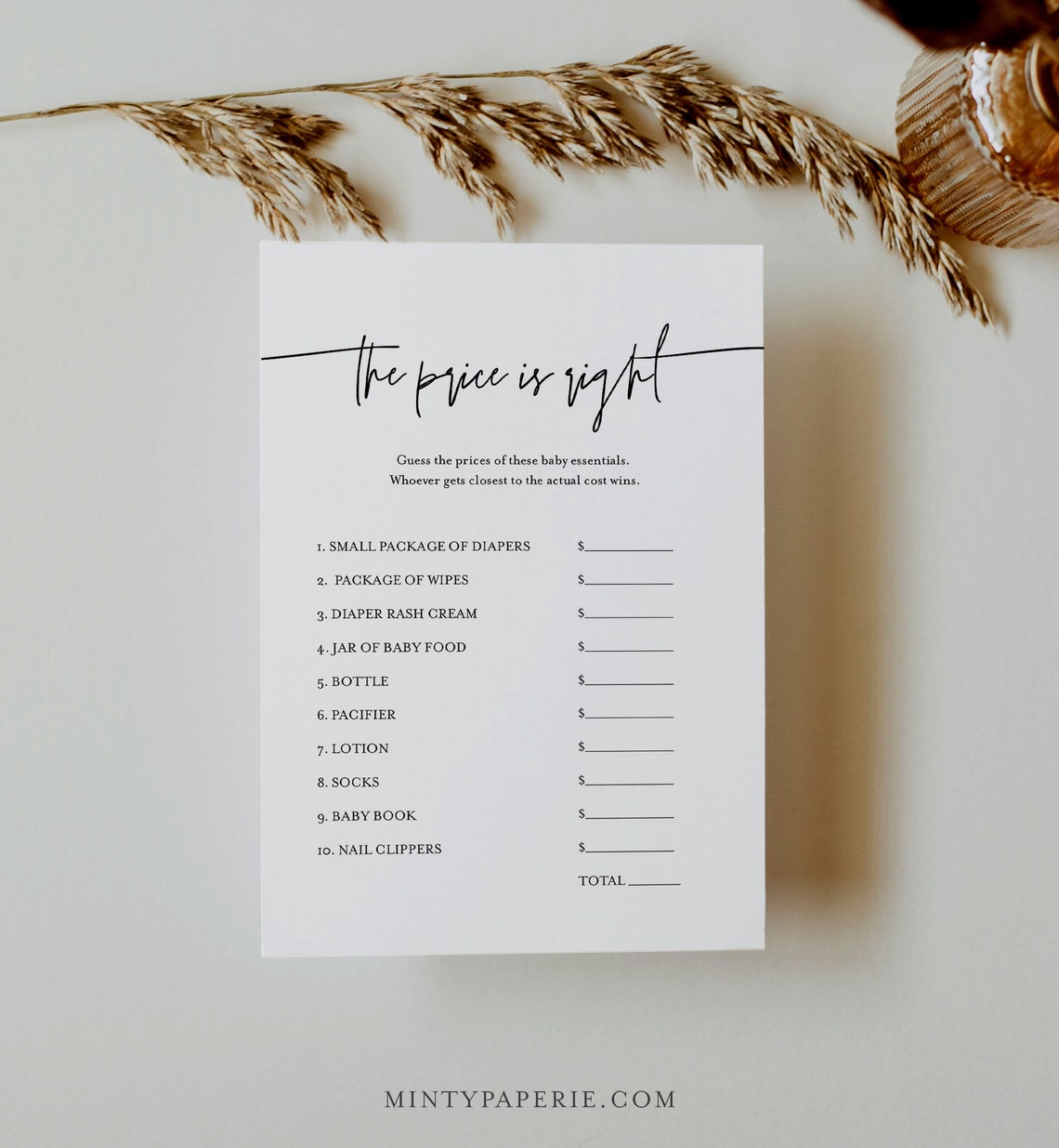The Price is Right Game Template Printable Minimalist Baby | Etsy