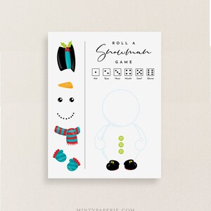 Roll a Snowman Game, Christmas Party Game Printable, Kids Dice Game ...