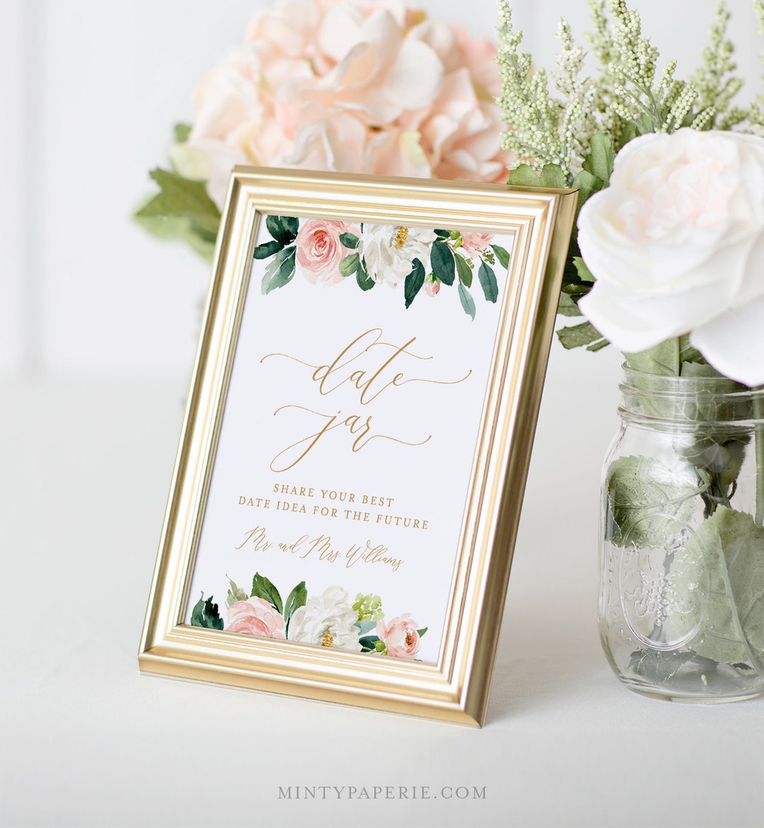 Date Night Jar Printable, Wedding Date Jar Sign and Date Night Advice ...