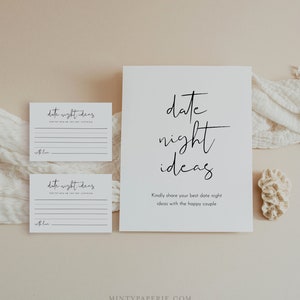 Date Night Ideas, Advice & Wishes Sign and Card, Date Jar, Bridal ...