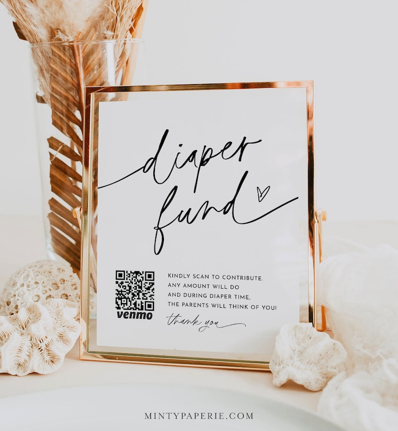 Diaper Fund Sign Venmo Baby Shower Sign Minimalist Baby - Etsy