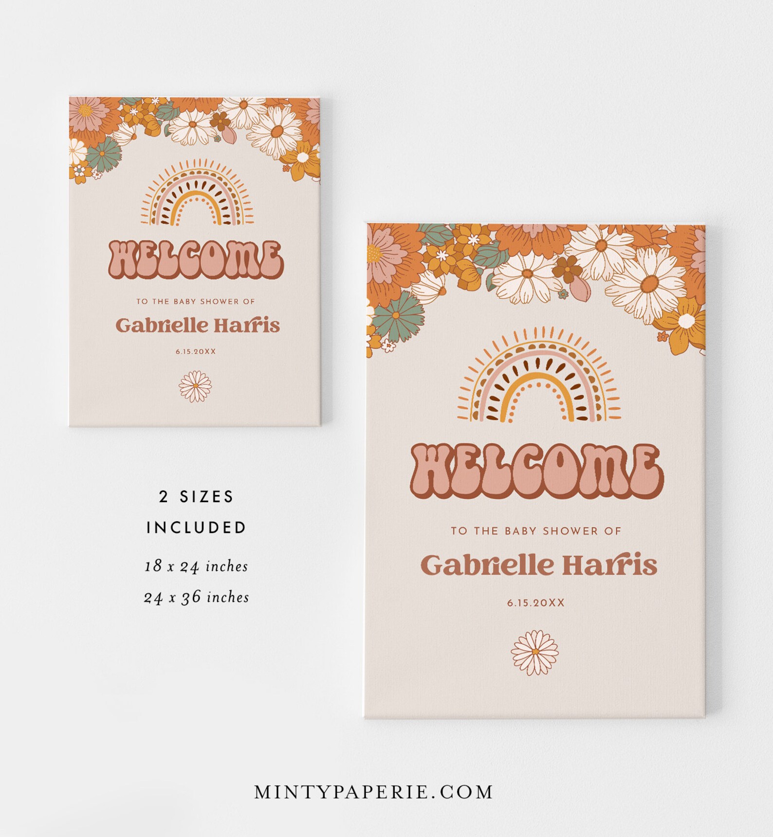 Retro Baby Shower Welcome Sign, Groovy Baby Poster, Hippie, 70's ...