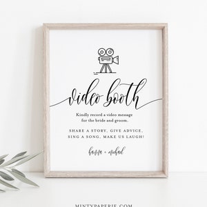 Video Booth Sign, Minimalist Wedding Guestbook Sign, Leave a Message ...