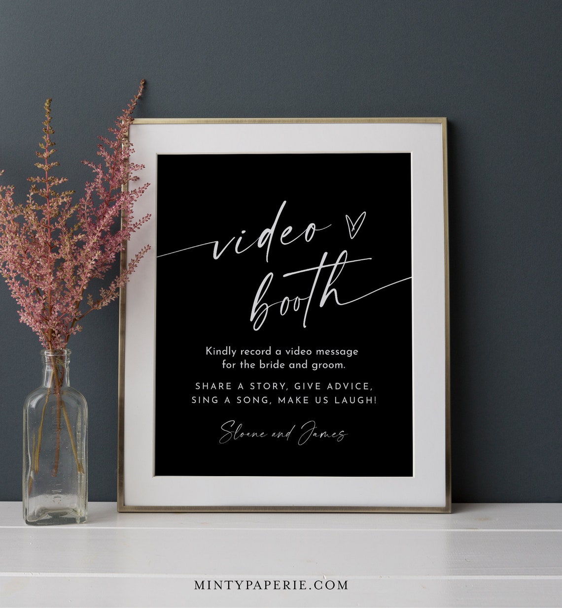 Video Booth Sign, Minimalist Wedding Guestbook Sign, Leave a Message ...