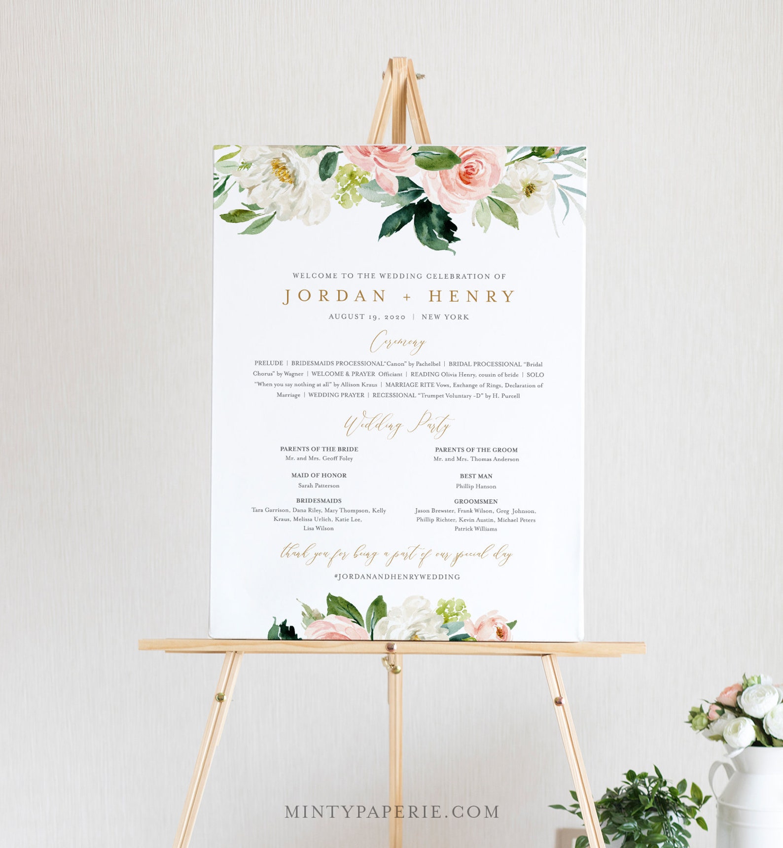 Wedding Program Sign Template Boho Floral Order of Service / - Etsy