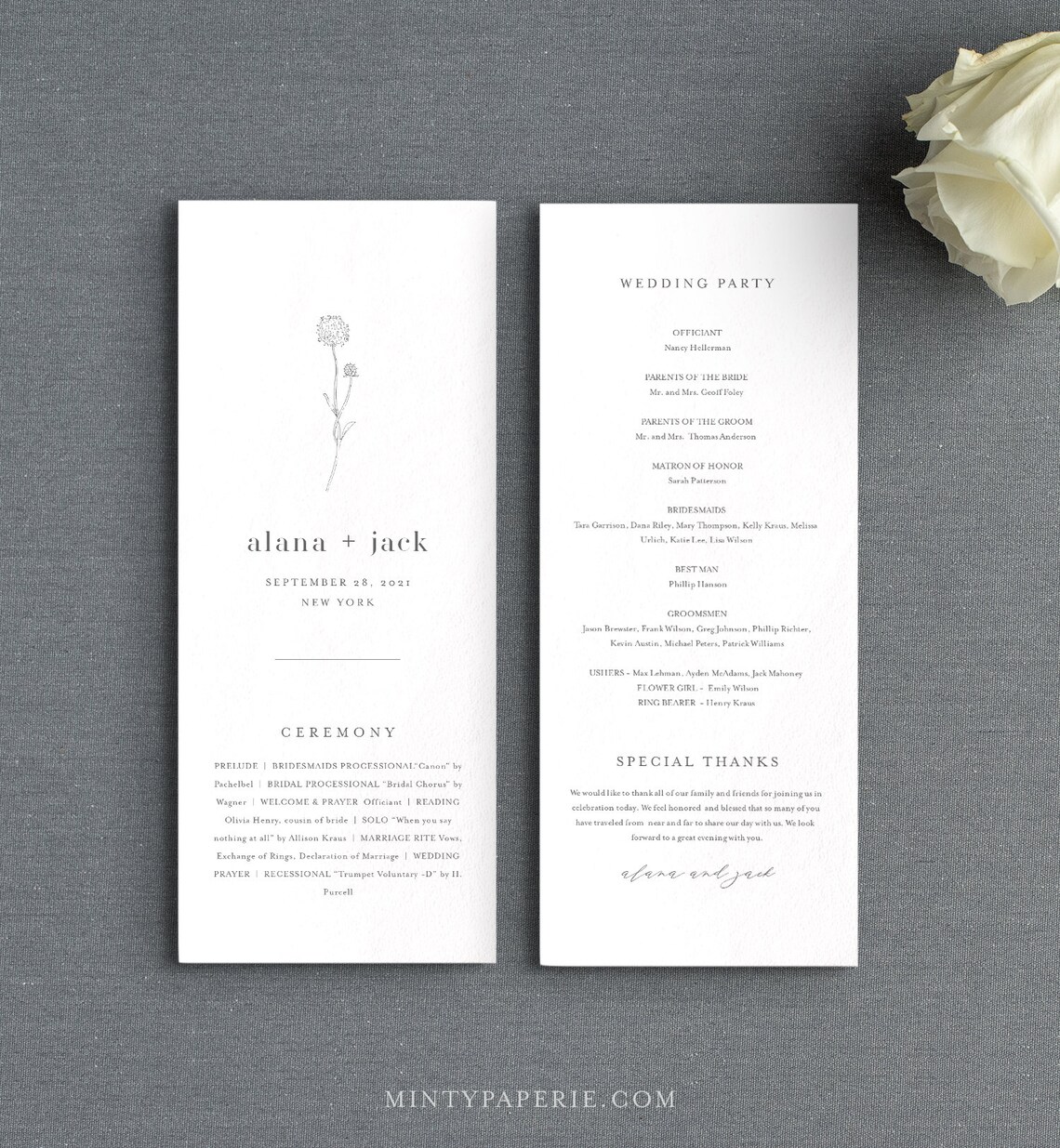 Dandelion Wedding Program Template Instant Download - Etsy