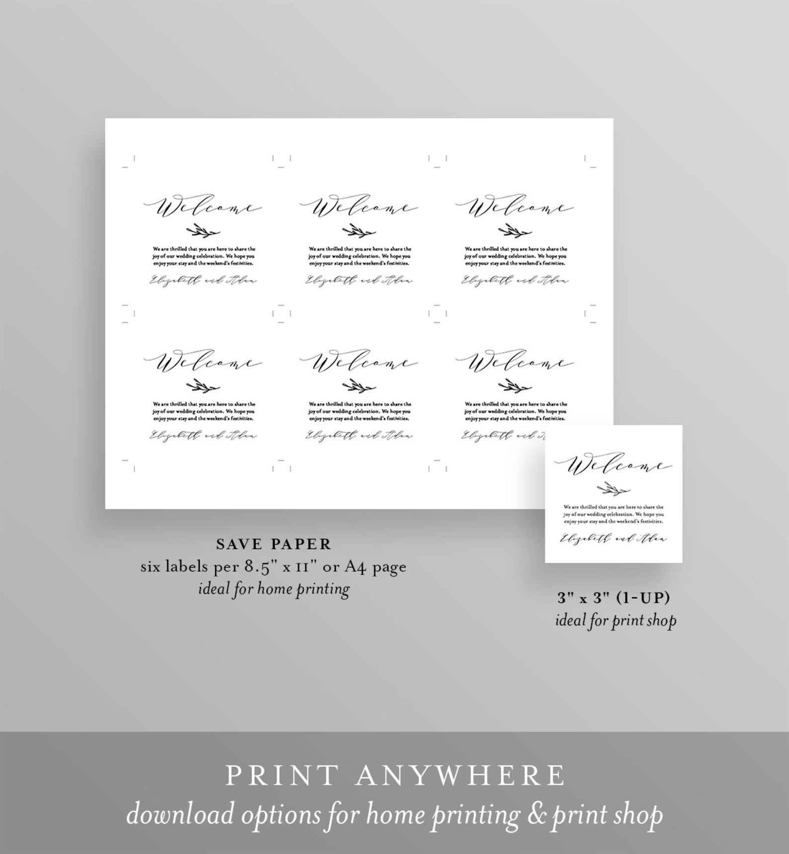 Welcome Box Sticker Template, Printable Welcome Bag Tag, Favor Box ...