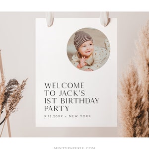 1st Birthday Party Sign, Welcome Sign, First Year Baby Sign, One ...
