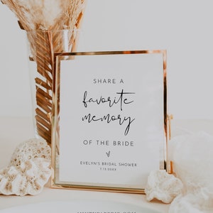 Share a Memory Sign and Card, Favorite Memory, Bridal Shower, Editable ...