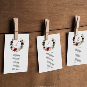 Boho Seating Chart Template, Printable Wedding Seating Card, Seating ...