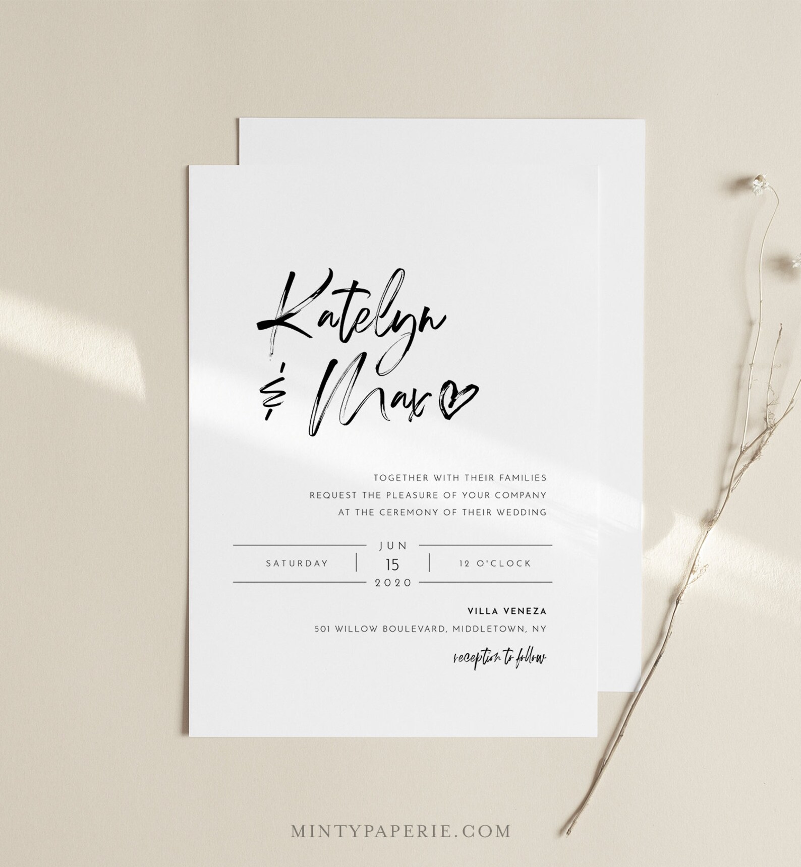 Modern Script Wedding Invitation Set Minimalist Classy 100% - Etsy