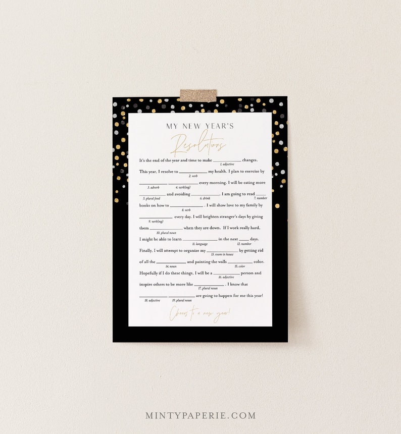 New Years Mad Libs Game Printable 2022 New Years Eve Party - Etsy