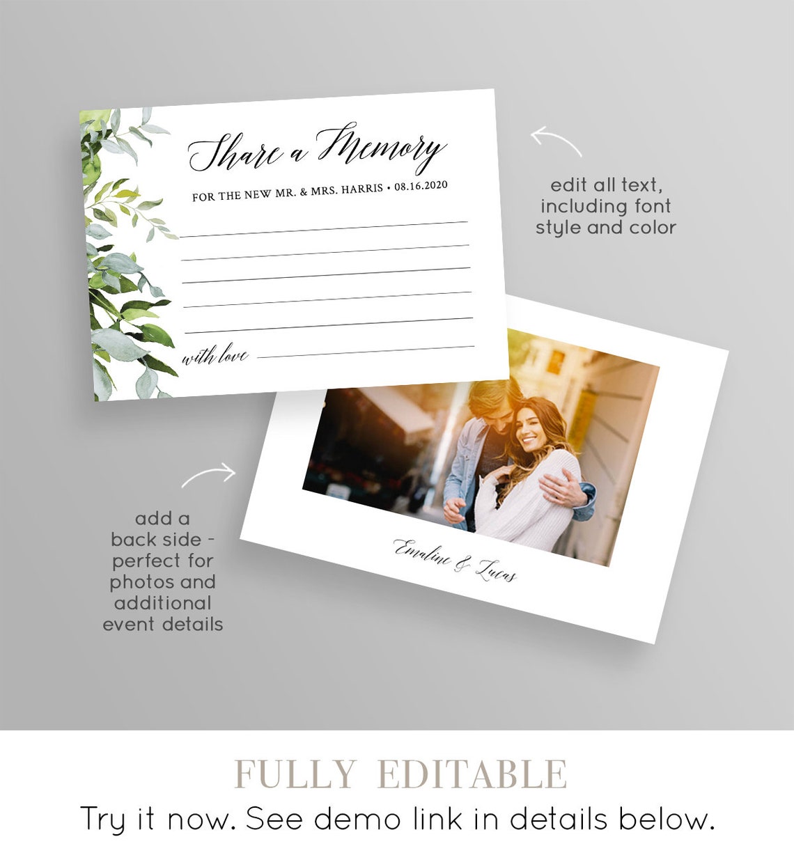 INSTANT DOWNLOAD Share a Memory Printable Wedding Keepsake - Etsy