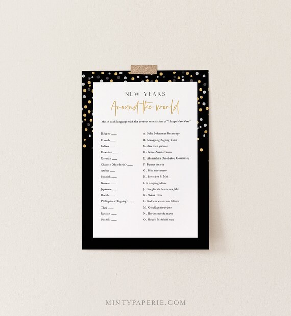 Around the World Game Printable New Years Party Guess the | Etsy