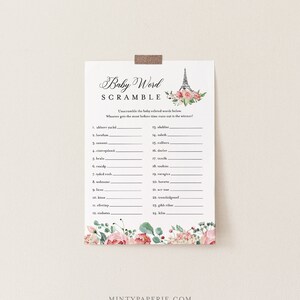 Paris Baby Word Scramble Game, Printable Baby Word Puzzle, Paris Baby ...