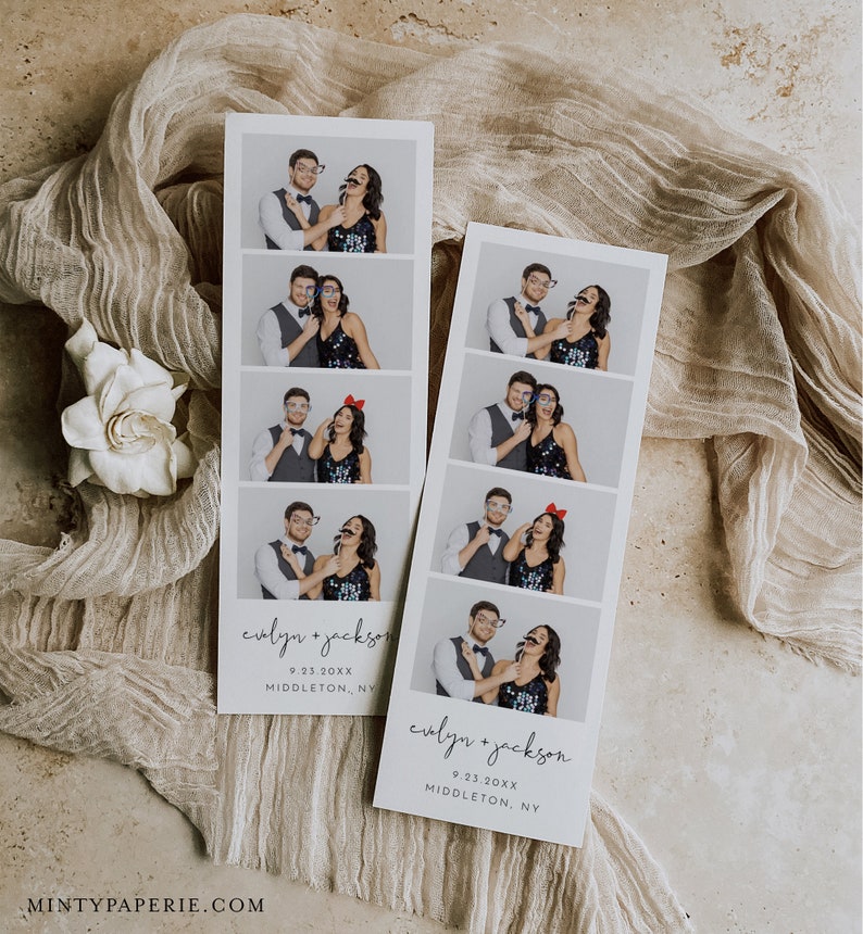 Photo Booth Strip Template, Minimalist Wedding Photo Booth Overlay ...