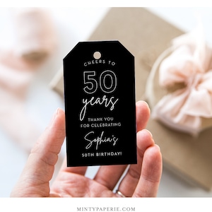50th Birthday Favor Tag, Modern Birthday Thank You Tag, Over the Hill ...