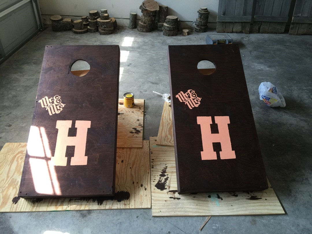 Custom Monogram Cornhole Boards - Etsy
