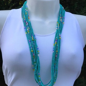 Beaded Necklace,bohemian Statement Necklace, Glass Seed Beads, Long ...