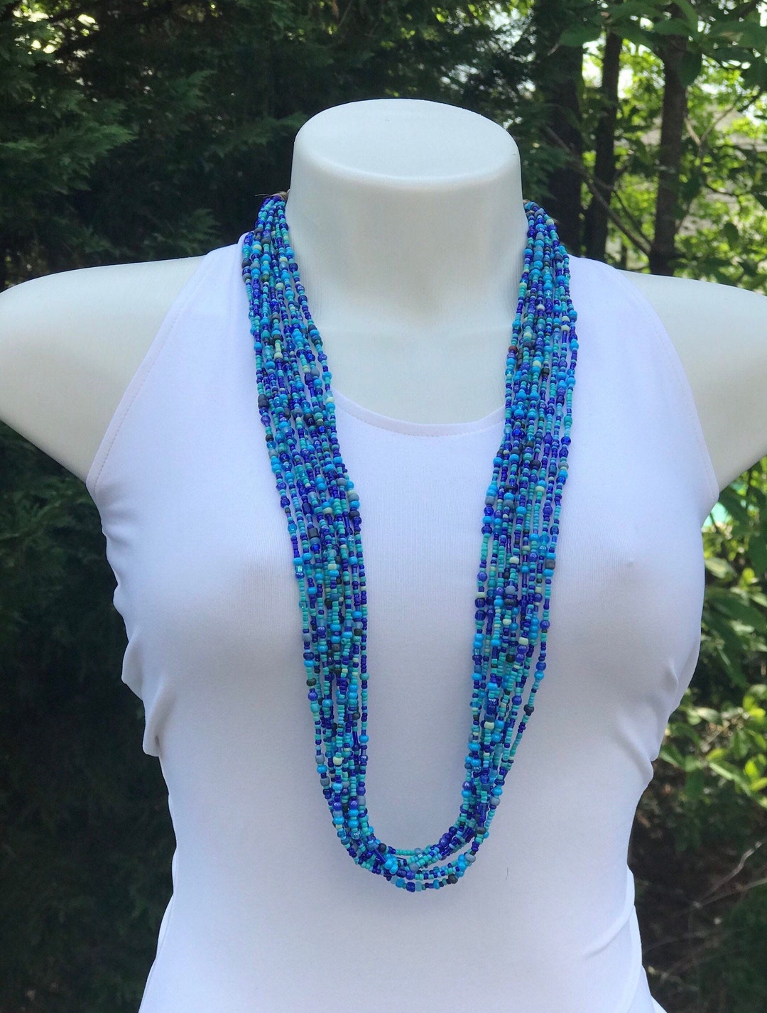 Beaded Necklace, Blue Necklace, Bohemian Necklace, Multi Colored ...