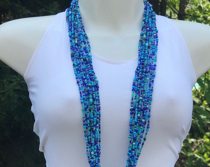 Beaded Necklace, Blue Necklace, Bohemian Necklace, Multi Colored ...