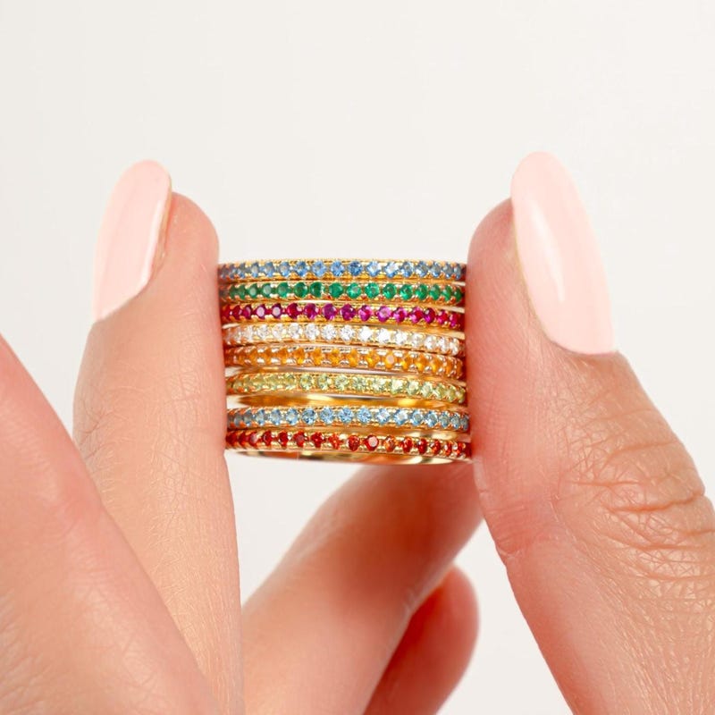 Stackable Birthstone Rings - Etsy