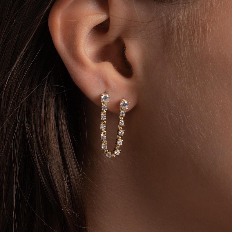 Long Chain Double Earring - Etsy