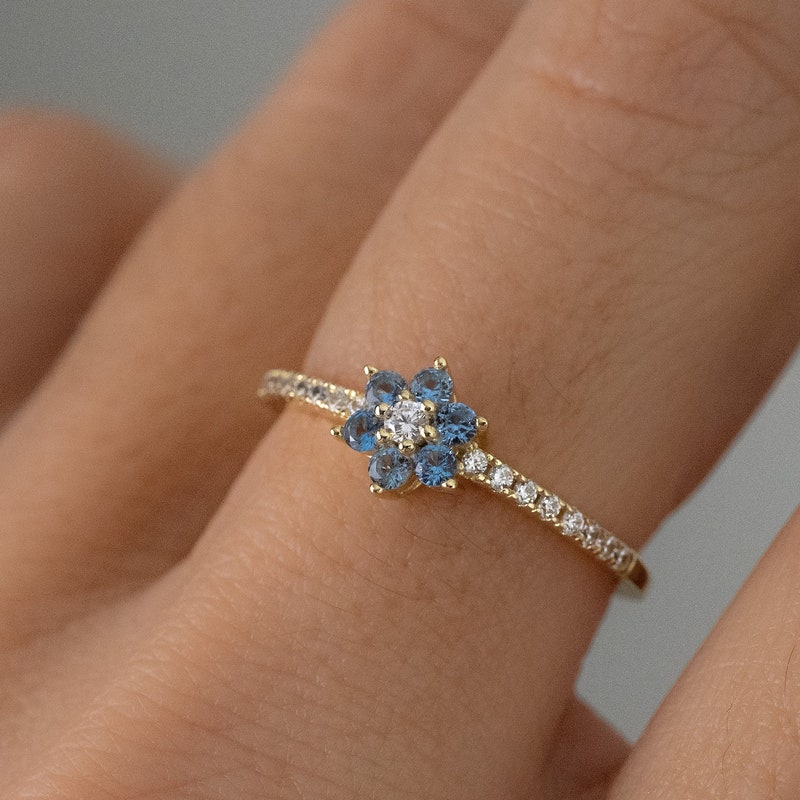 Silver Ring Dainty Gem - Etsy