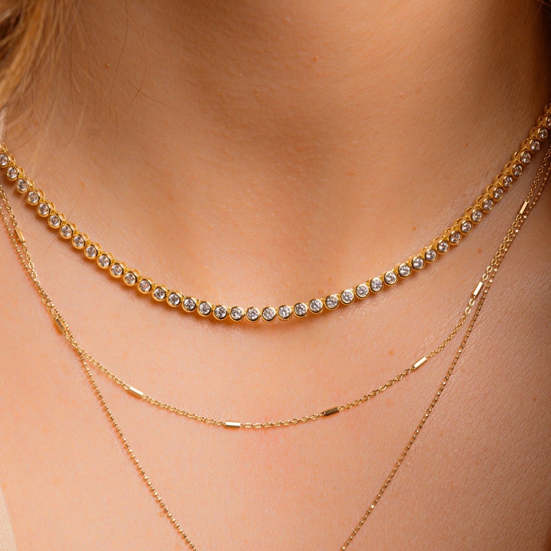 Bezel Set Cubic Necklace - Etsy