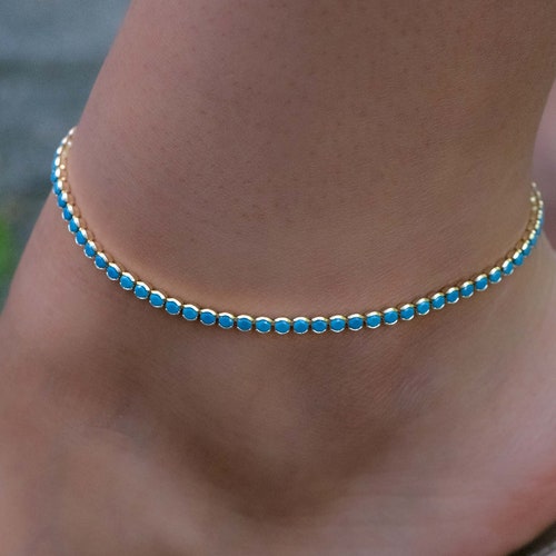 Turquoise Anklet Turquoise Ankle Bracelet Dainty Anklet - Etsy