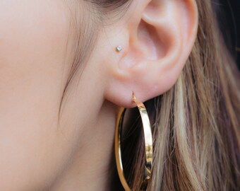 14/20 Gold Filled 2mm X 22mm Hoop Earrings With Click Sold in Pairs - Etsy