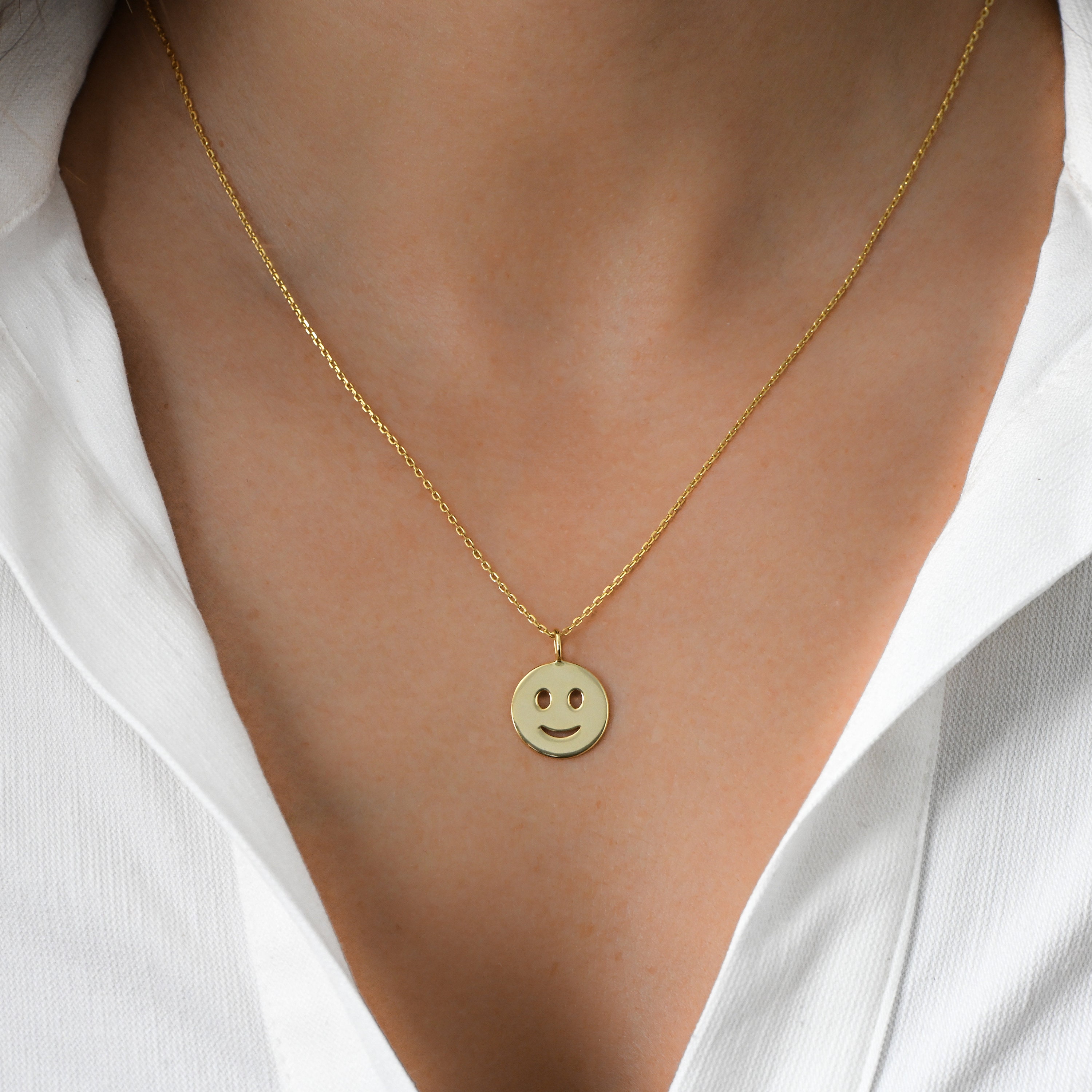 Smiley Face Necklace Happy Face Necklace Smiley Face - Etsy