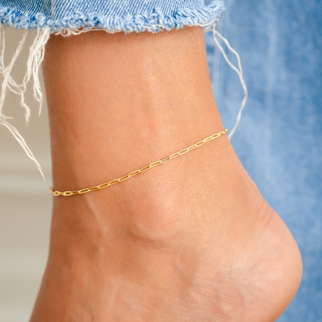Dainty Paperclip Anklet, Ankle Bracelet, Chain Anklet, Gold Anklet ...