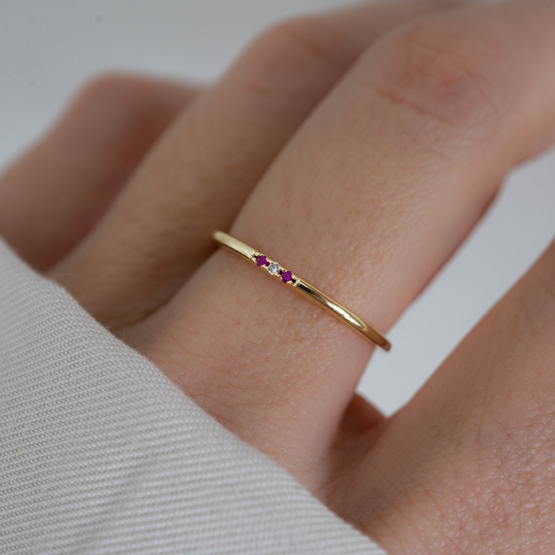 Ruby Ring, Minimalist Ring, Birthstone Rings, Gold Rings, Sterling Silver Ring Dainty Ring ...